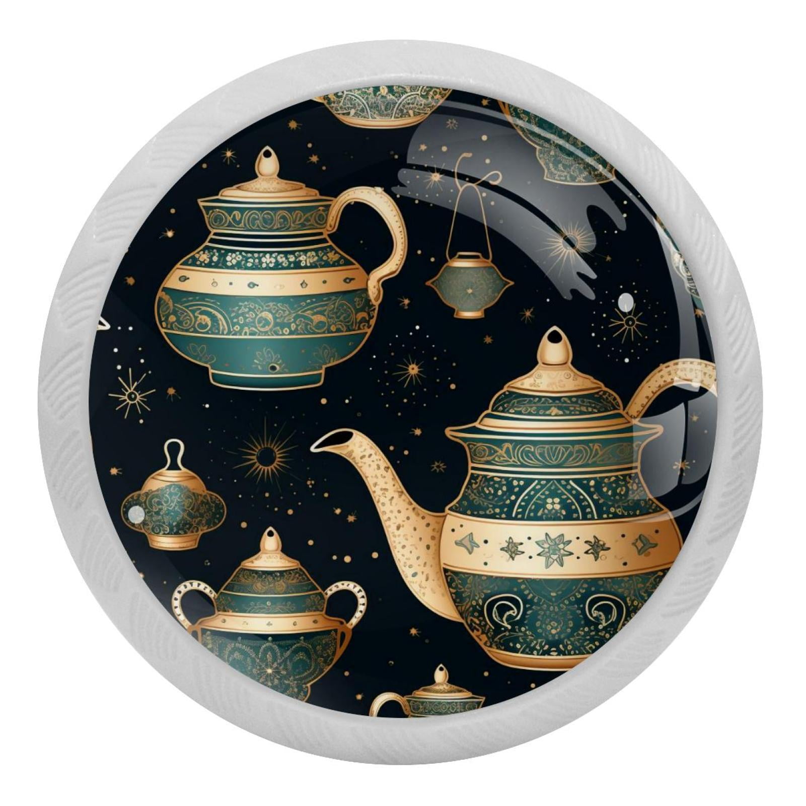 Arabian Tea Kettle Pattern 4PCS Cabinet Knobs Pulls Fluorescent Drawer ...