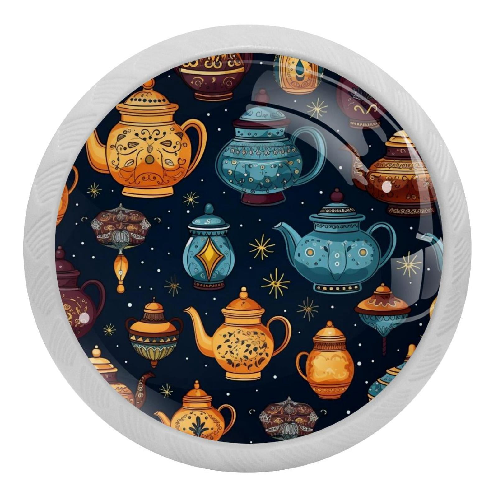 Arabian Tea Kettle Pattern 4PCS Cabinet Knobs Pulls Fluorescent Drawer ...