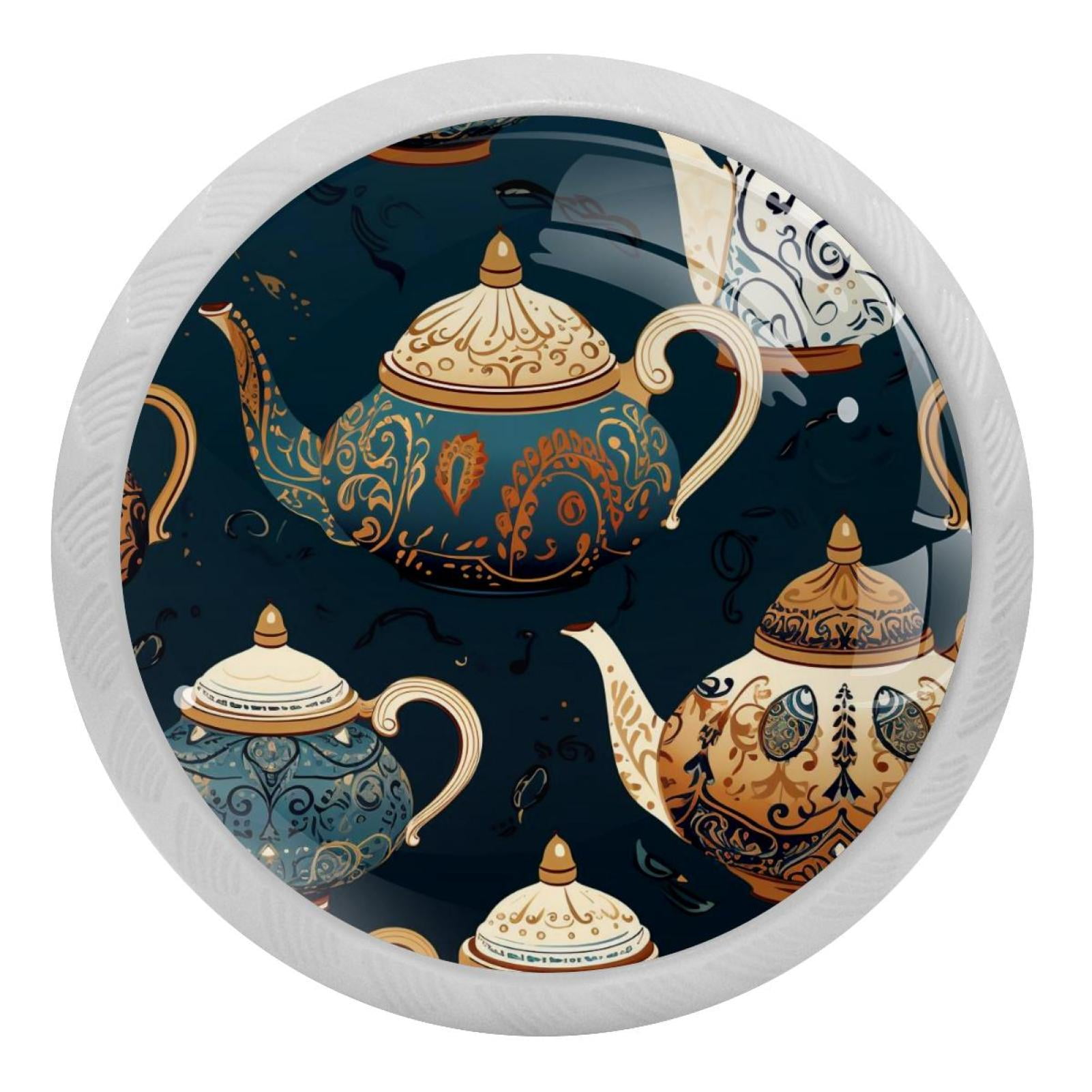 Arabian Tea Kettle Pattern 4PCS Cabinet Knobs Pulls Fluorescent Drawer ...