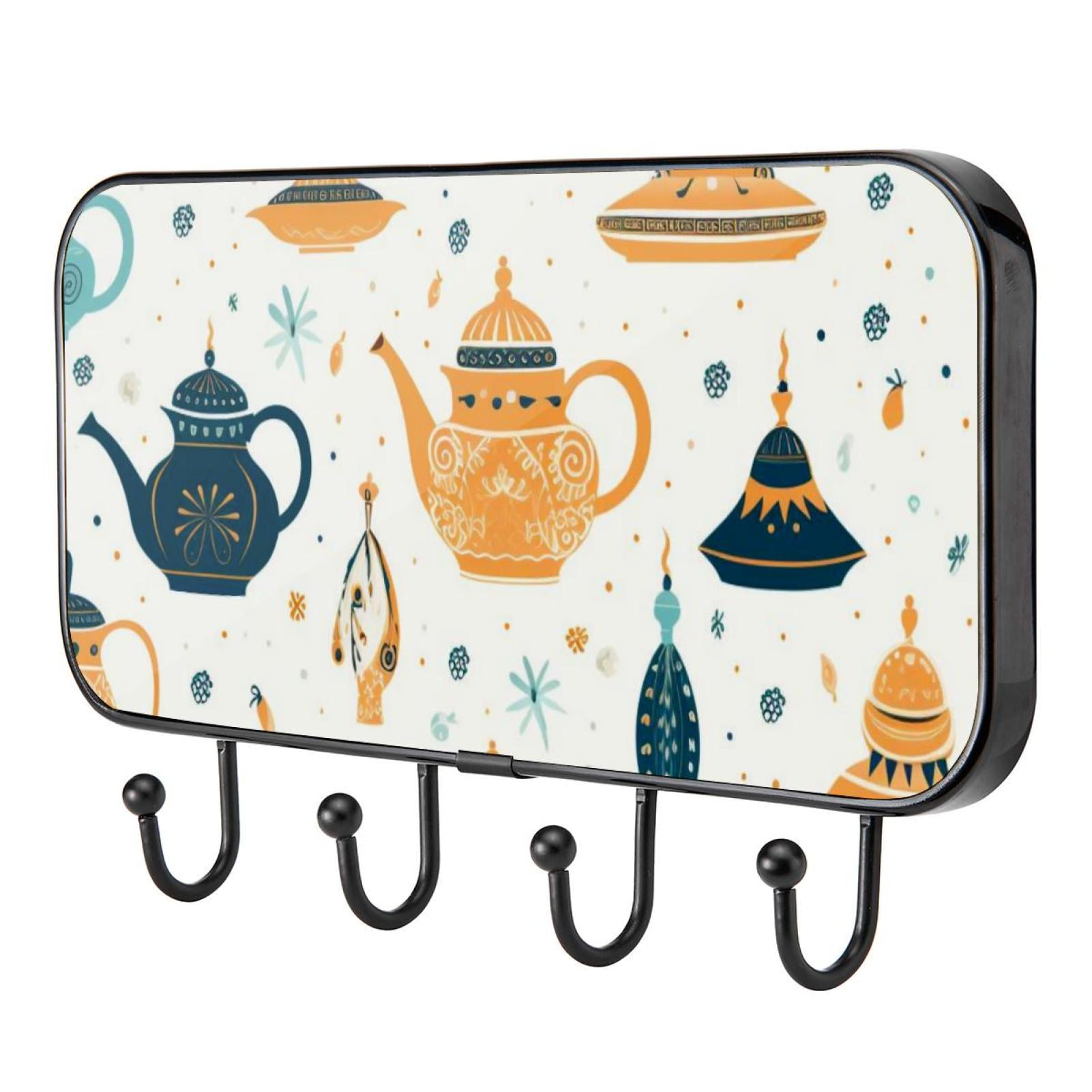 Arabian Tea Kettle Self Adhesive Towel Coat Wood Iron Hooks for Home ...