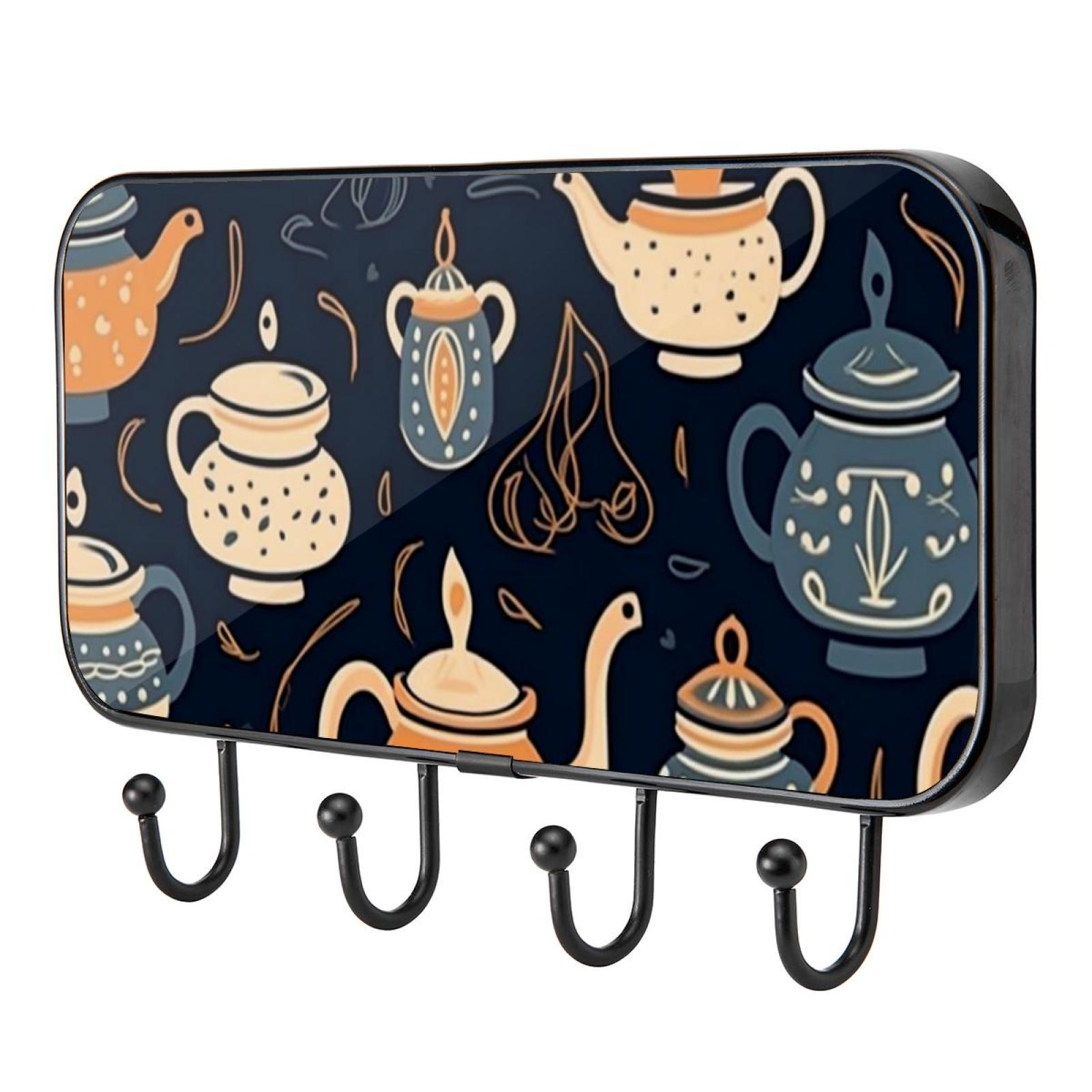 Arabian Tea Kettle Self Adhesive Towel Coat Wood Iron Hooks for Home ...