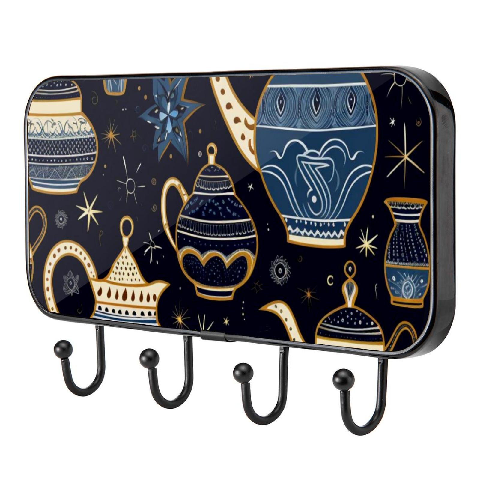 Arabian Tea Kettle Self Adhesive Towel Coat Wood Iron Hooks for Home ...