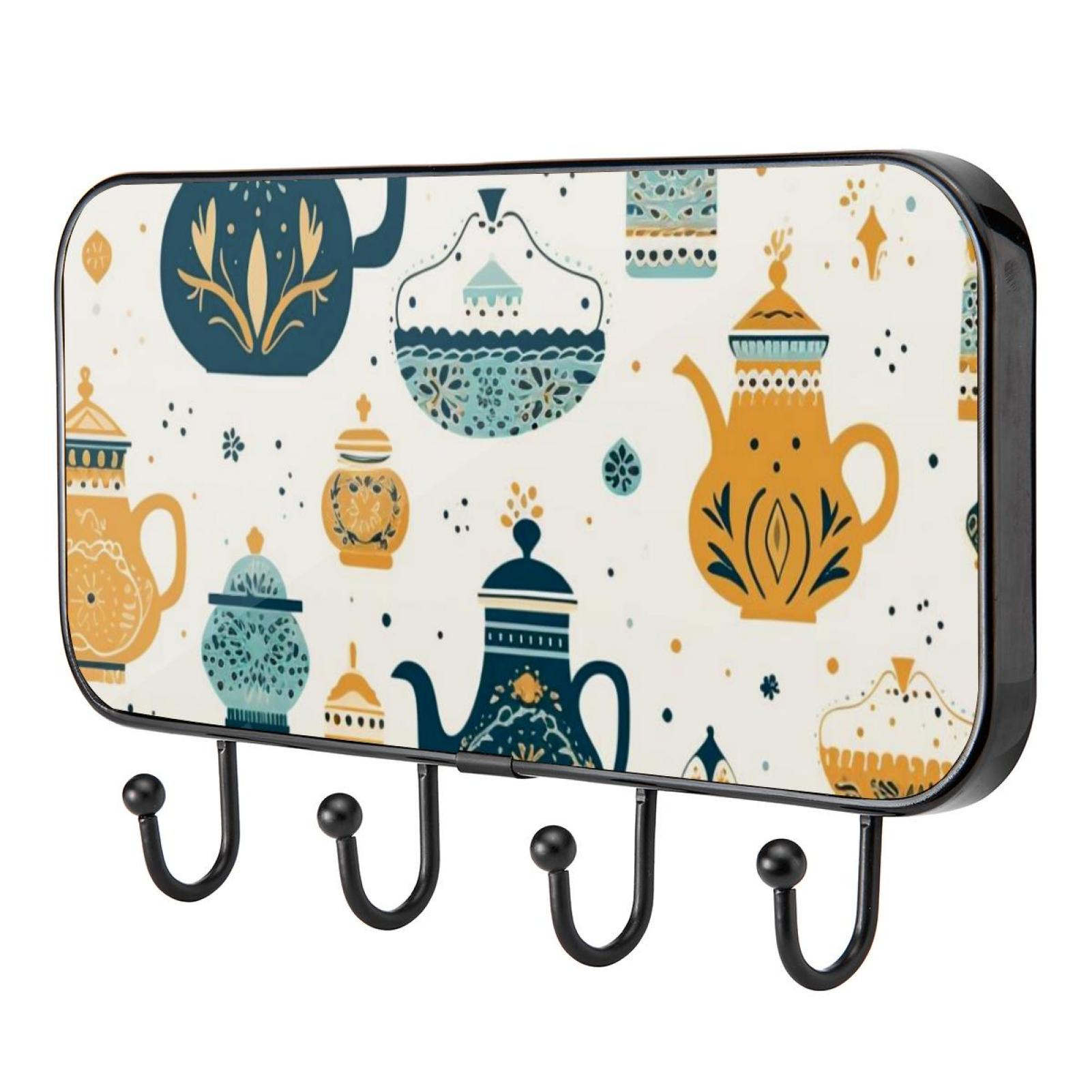Arabian Tea Kettle Self Adhesive Towel Coat Wood Iron Hooks for Home ...