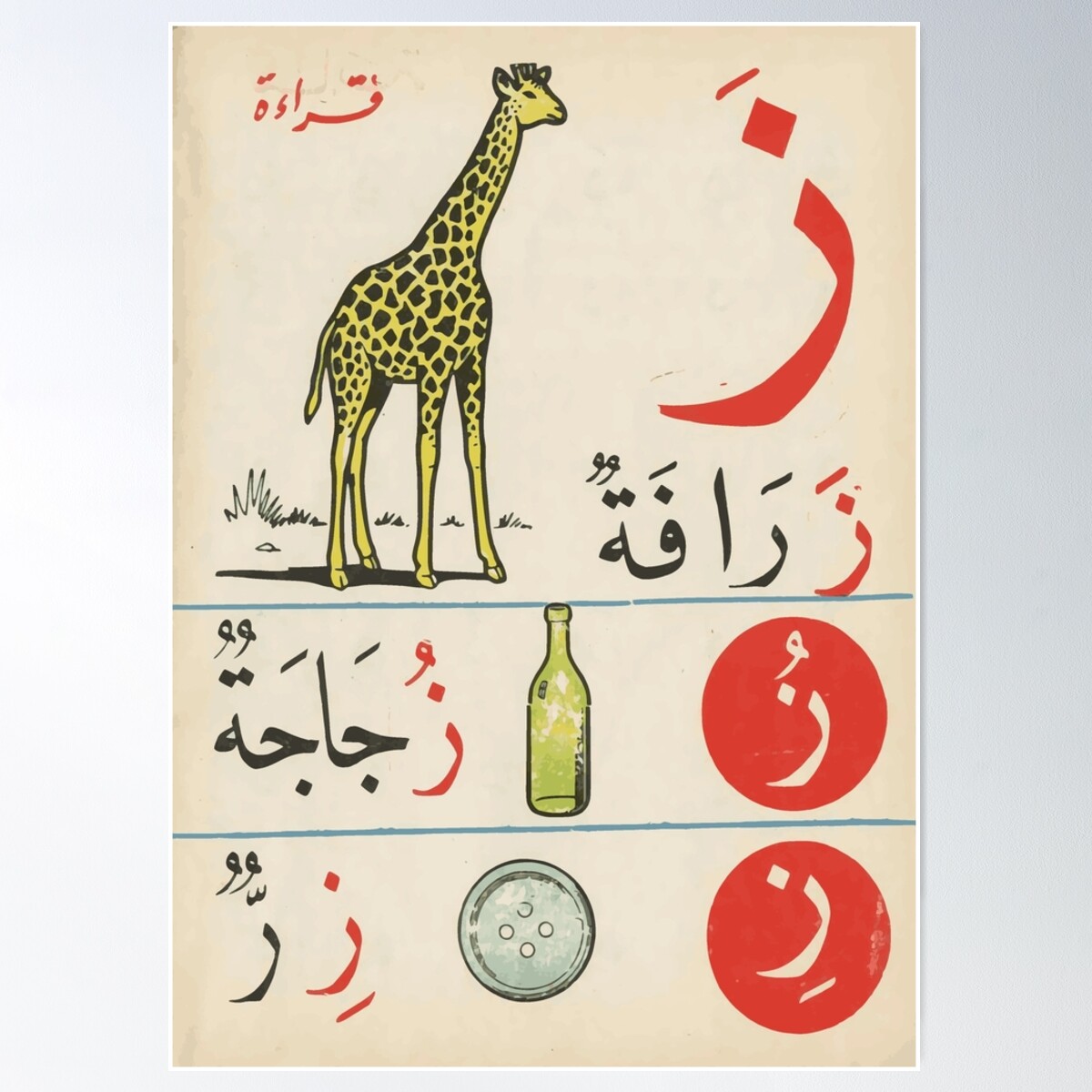 Arabic Alphabet Flashcard Poster Wall Art, Modern Wall Decor For Living ...