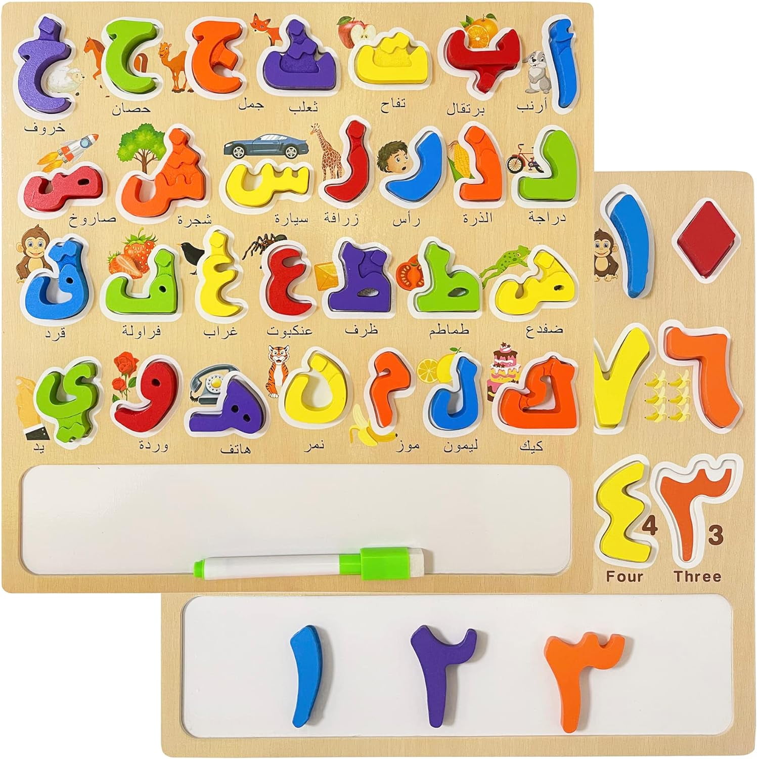 Arabic Alphabet Numbers Wooden Puzzles for Kids Learn Arabic Letters ...