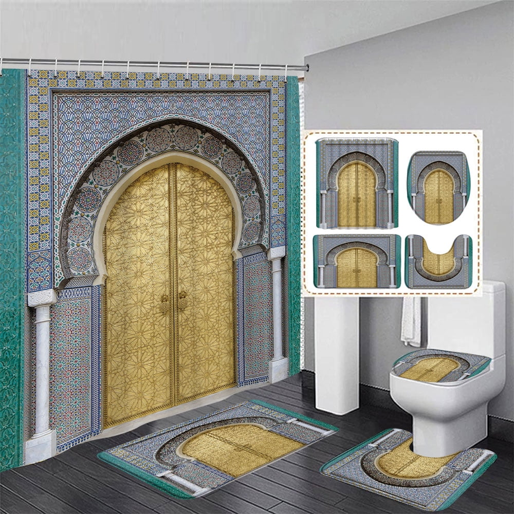 Arabic Arch Morocco Antique Doors Shower Curtain Old Vintage Farm Wood ...