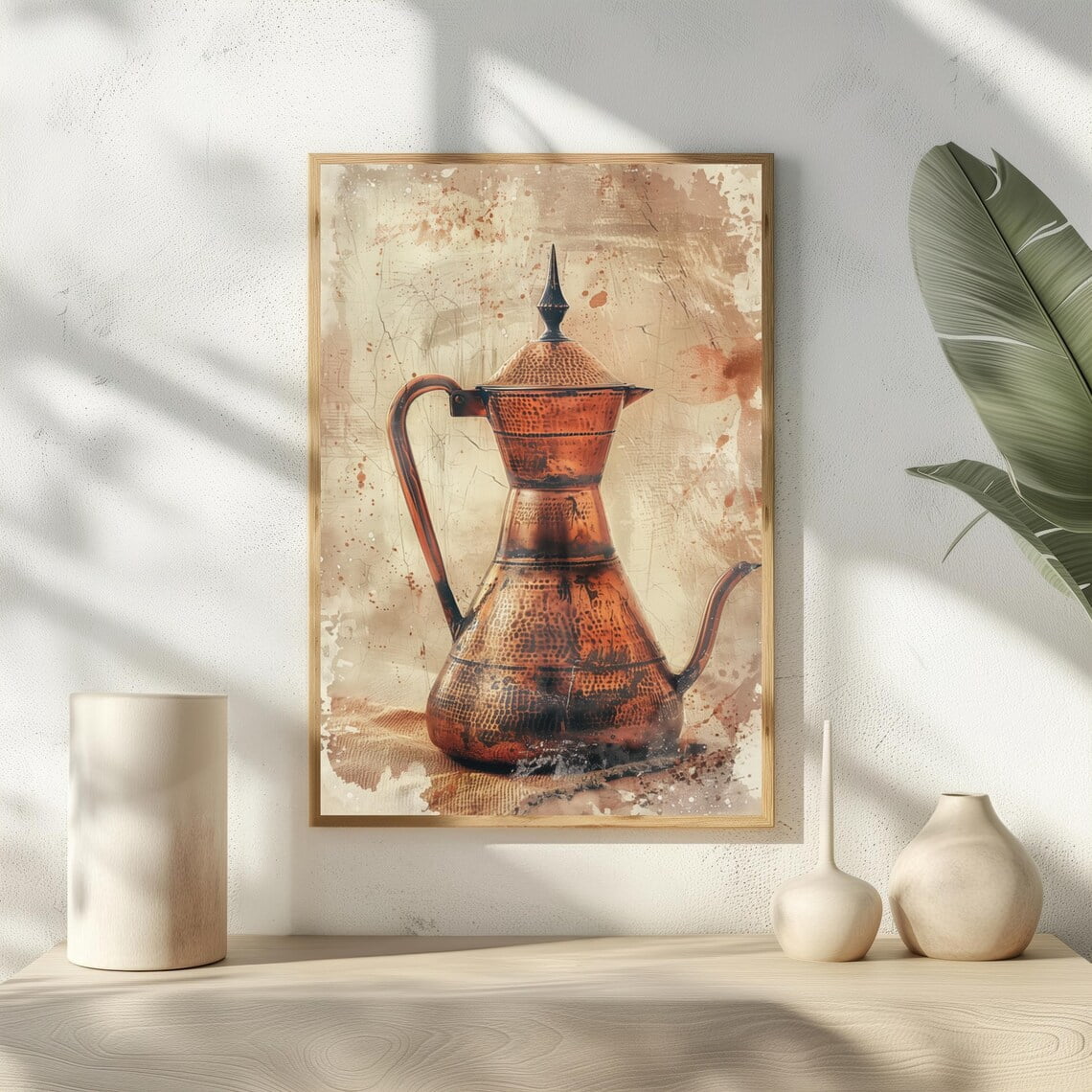 Arabic Coffee Pot Art Copper Dallah Middle Eastern Kitchen Decor Coffee ...