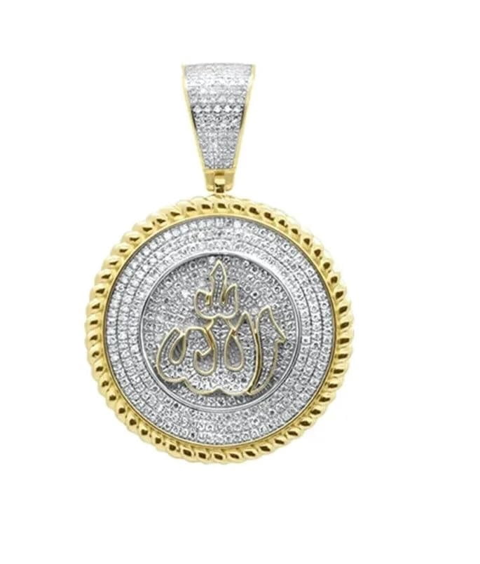 Arabic Design 1.65ct Natural Moissanite Diamond Pendant Necklace, Gold ...