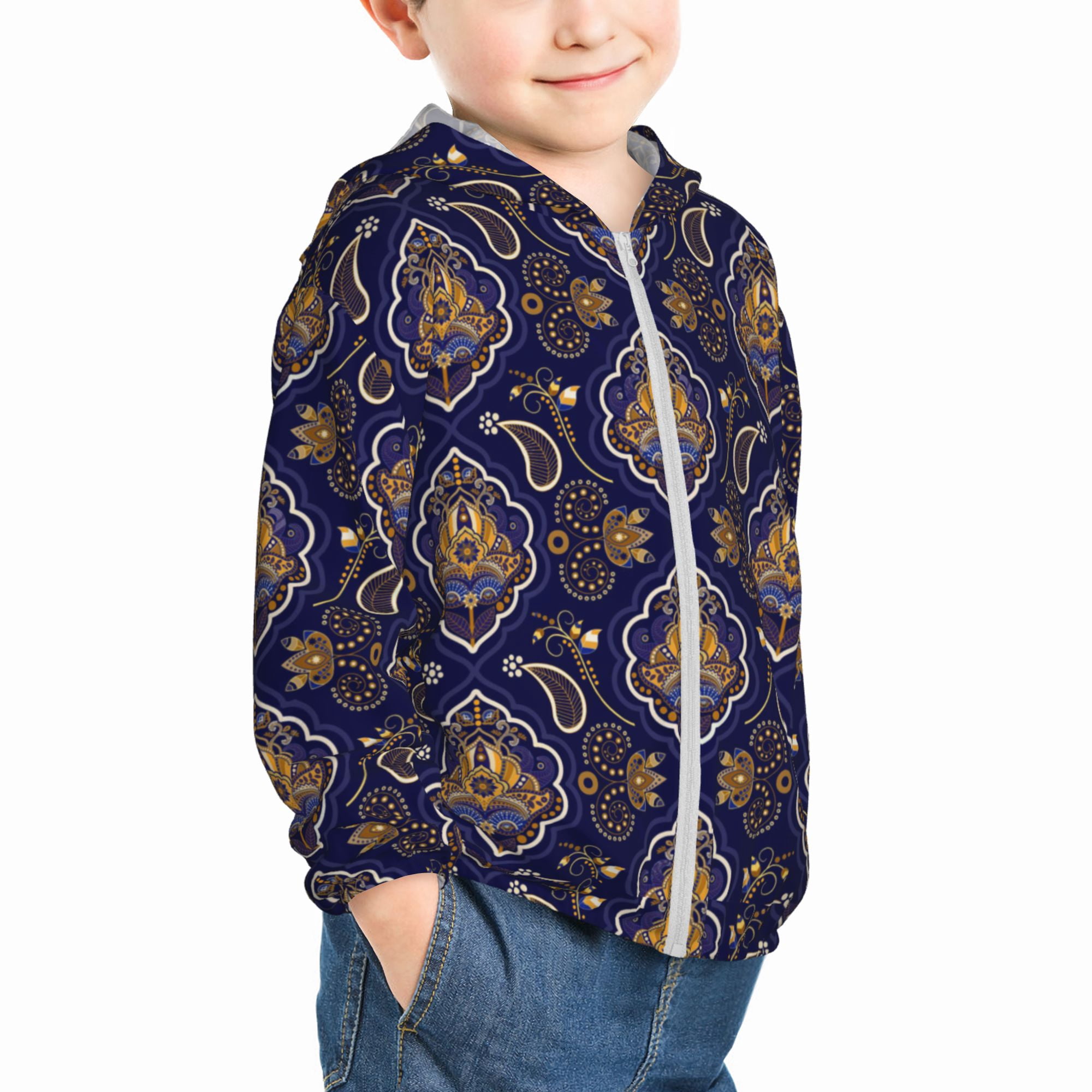 Arabic Effects Kids Zip-Up Hoodie Girls Boys Sun Protection Jacket ...