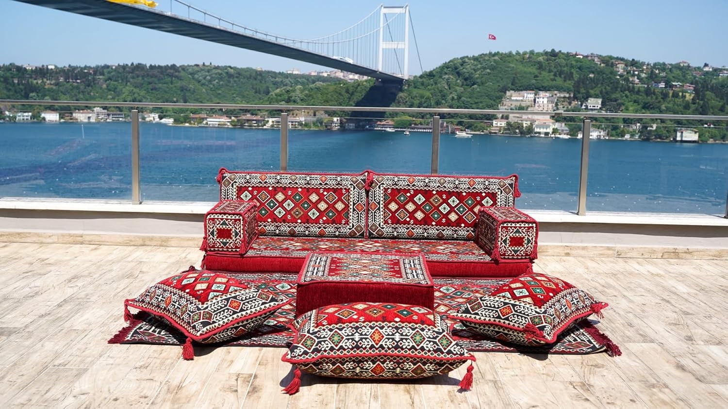 Arabic Floor Pillows, Burgundy Arabic Majlis, Meditation Cushion, Full ...