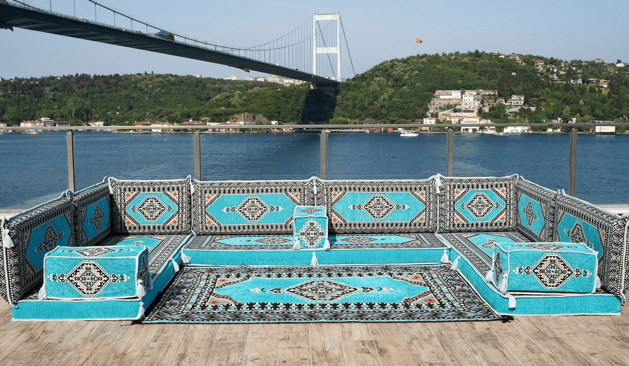 Arabic Floor Pillows, U Shaped Turquoise Sleeper Sofa, Diwan Sofa ...
