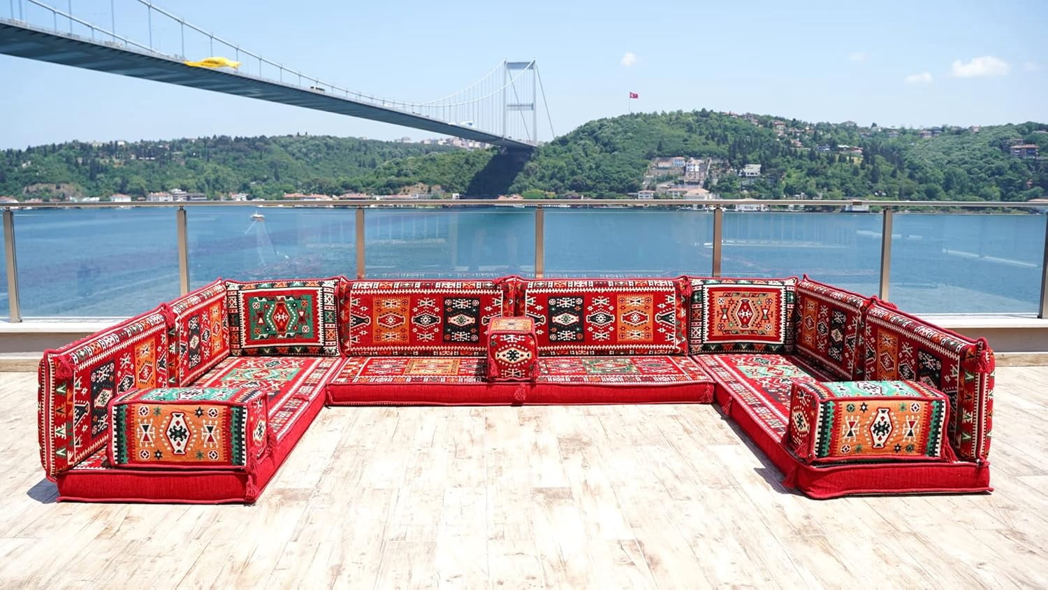 Arabic Floor Seating, U Shaped Sofa Bed, Diwan Sofa, Red Turkish Sofa ...