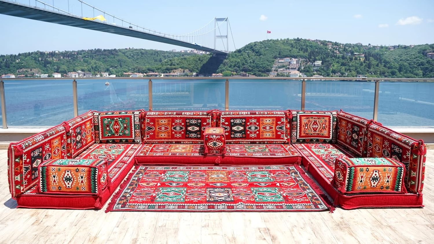 Arabic Floor Seating, U Shaped Sofa Bed, Diwan Sofa, Red Turkish Sofa ...