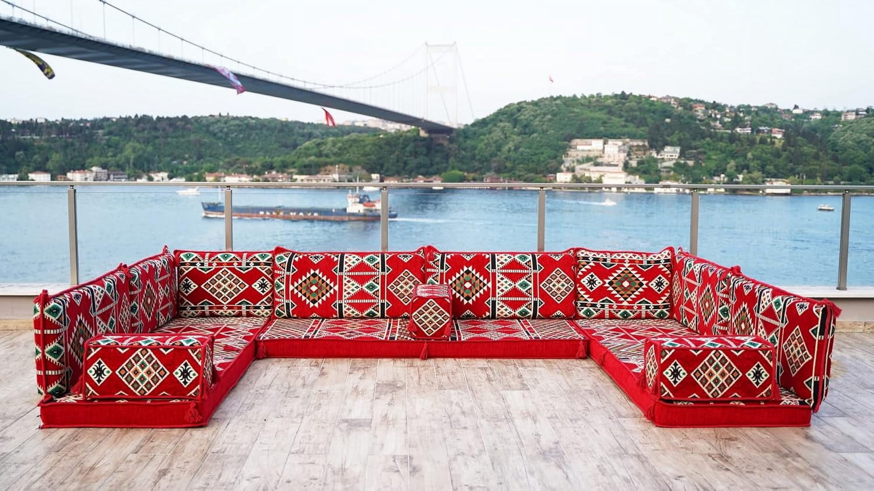 Arabic Floor Seating, U Shaped Sofa Bed, Diwan Sofa, Red Turkish Sofa ...