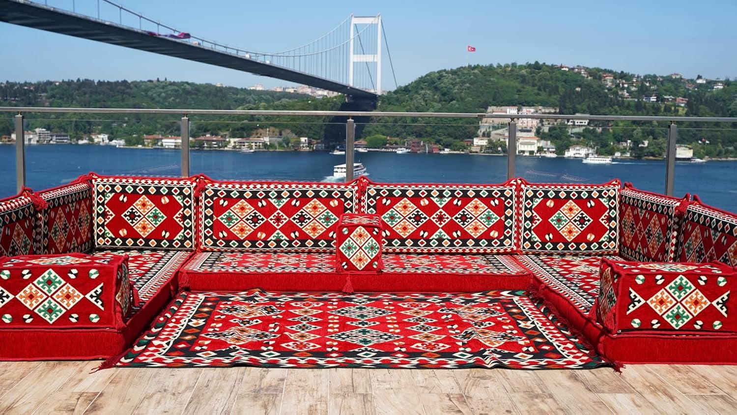 Arabic Floor Seating, U Shaped Sofa Bed, Diwan Sofa, Red Turkish Sofa ...