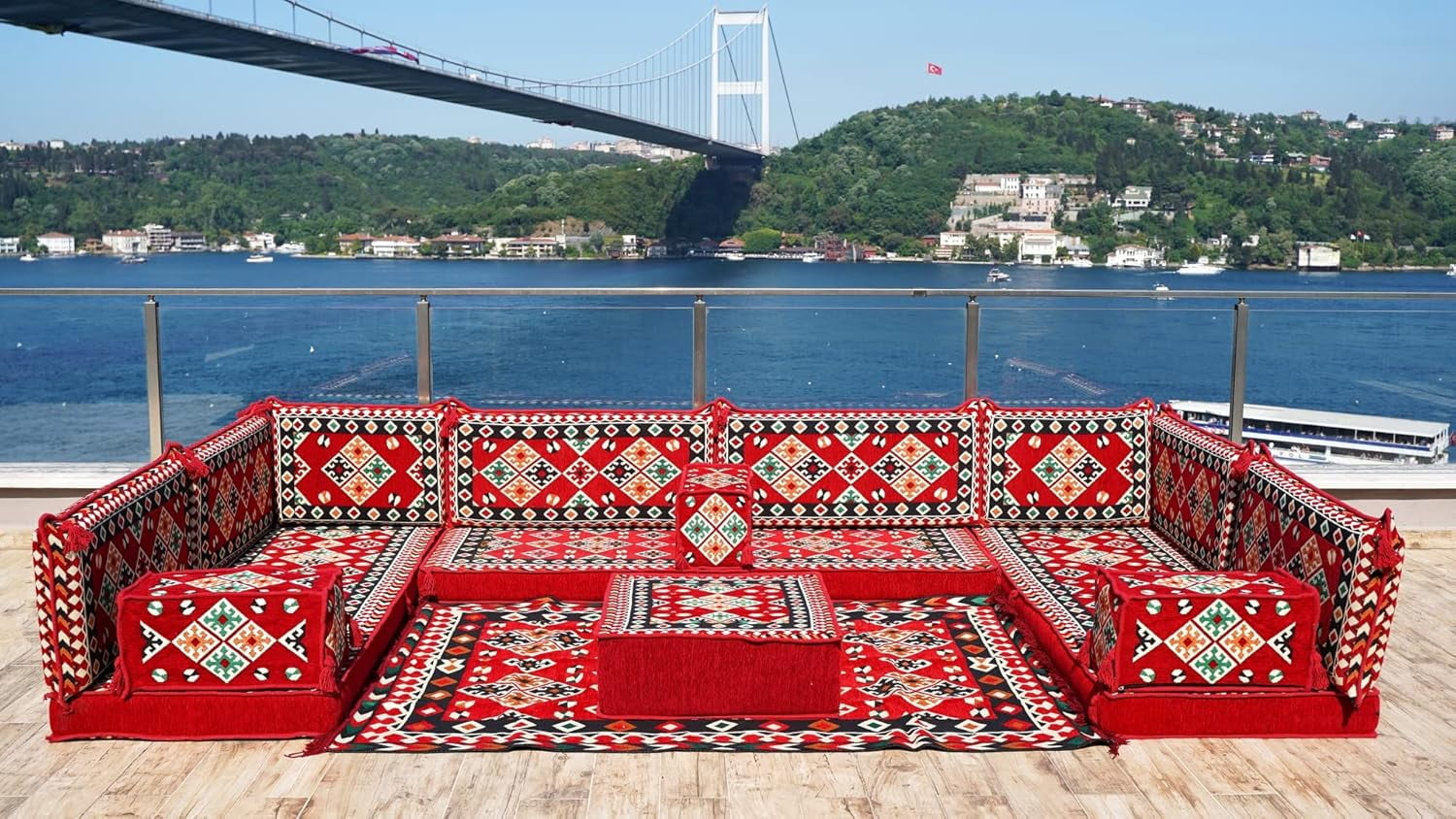 Arabic Floor Seating, U Shaped Sofa Bed, Diwan Sofa, Red Turkish Sofa ...