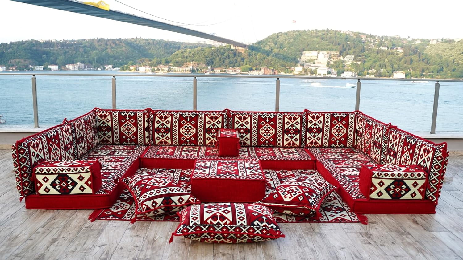 Arabic Floor Sofa Set, Moroccan Sofas, Red Turkish Sofa, Floor Cushions ...