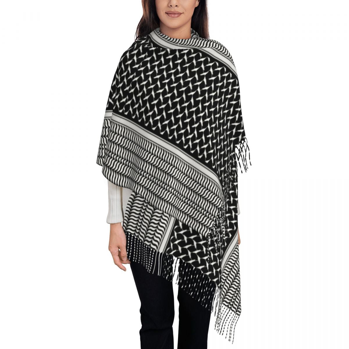 Arabic Kufiya Hatta Traditional Keffiyeh Pattern Scarf for Women Fall ...