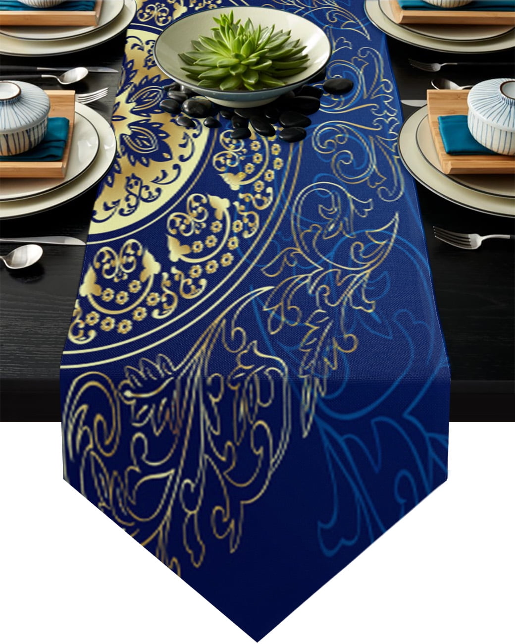 Arabic Lantern Blue Gold Stars Coffee Table r Tablecloth Wedding ration ...