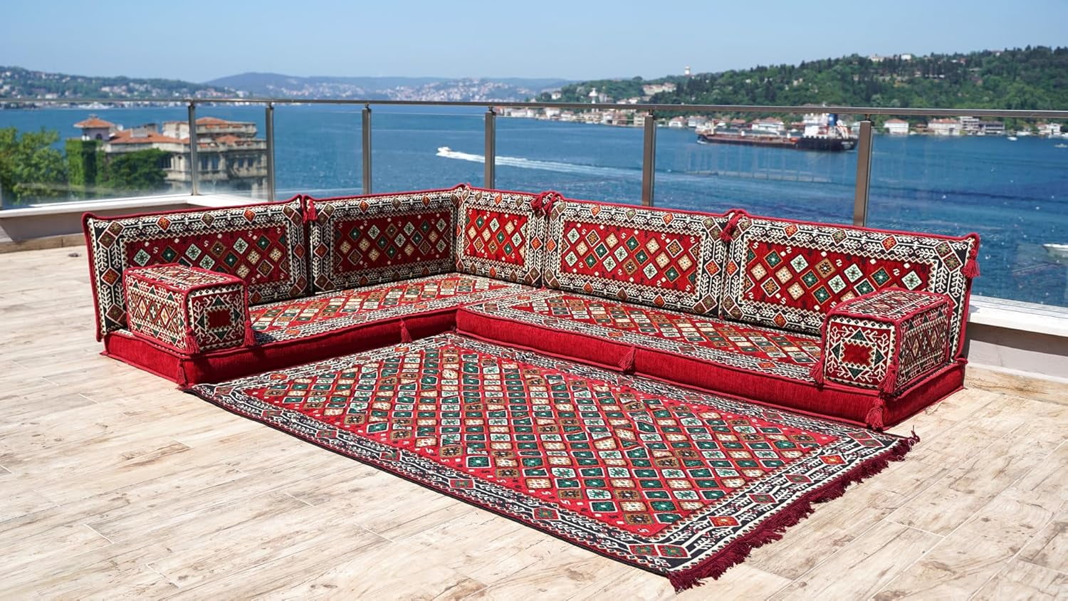 Arabic Majlis, Convertible Burgundy Sofa, Sofa Bed, Corner Floor ...