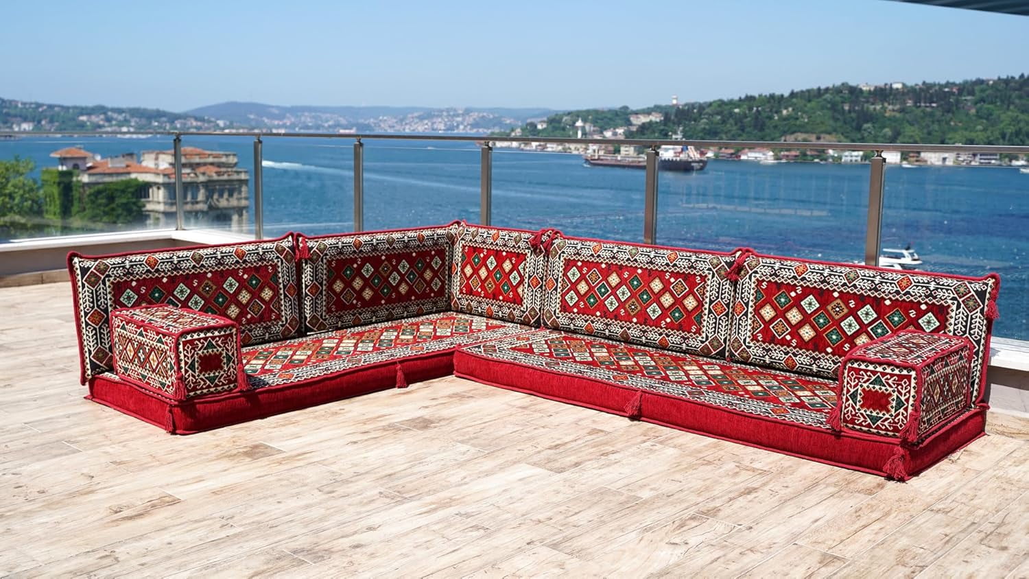 Arabic Majlis, Convertible Burgundy Sofa, Sofa Bed, Corner Floor ...