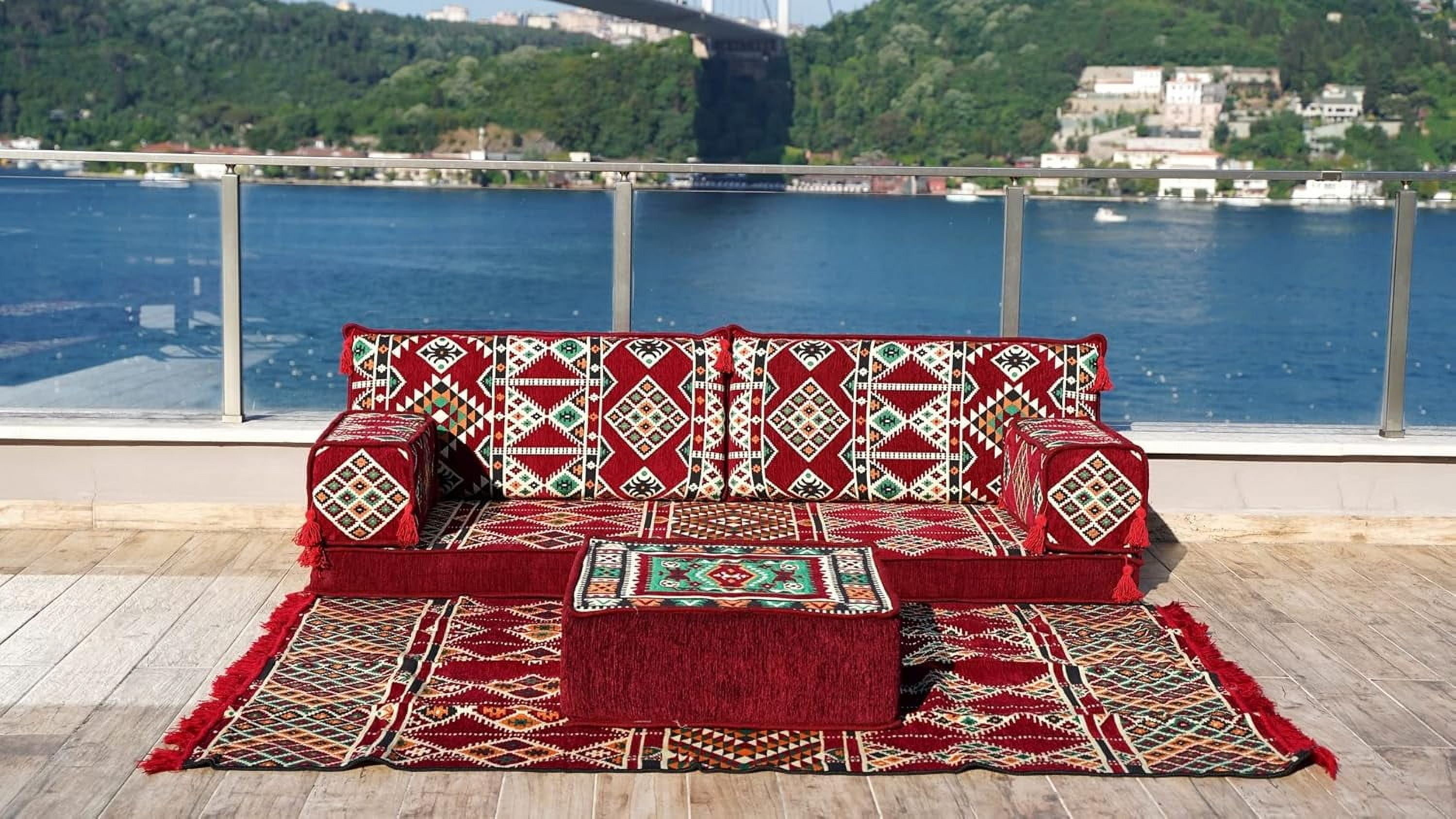 Arabic Majlis, Floor Seating Sofa, Convertible Burgundy Sofa, Modular ...