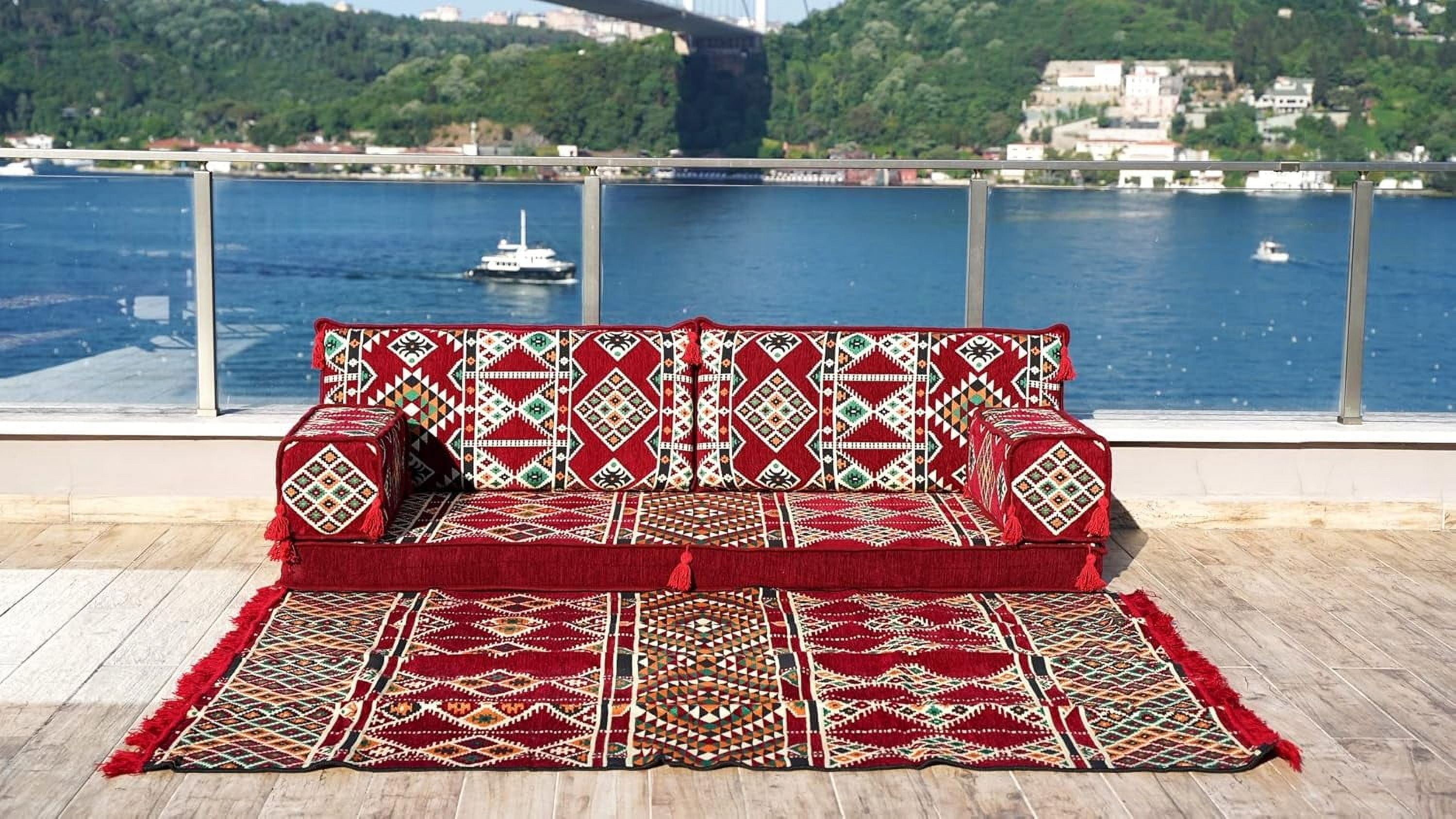 Arabic Majlis, Floor Seating Sofa, Convertible Burgundy Sofa, Modular ...
