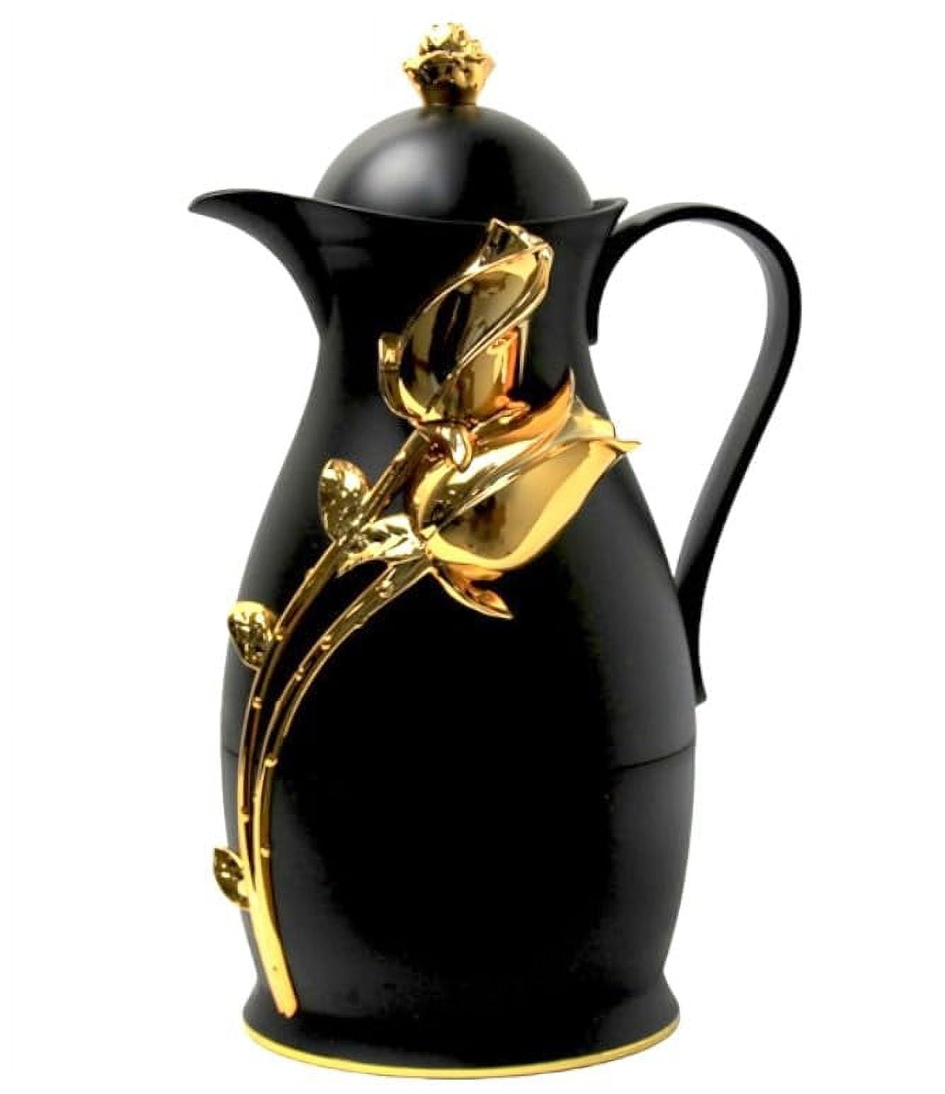 Arabic Middle Eastern Golden Flower on Black Hot Cold Water Tea Coffee ...