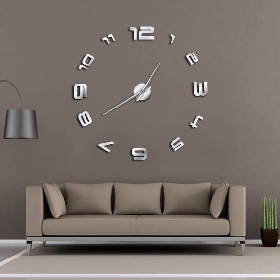 Arabic Number DIY Wall Clock Wall Watch Giant Wall Clock 3D Mirror ...