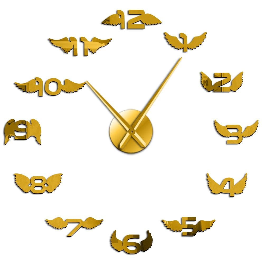 Arabic Number With Wings Modern DIY Giant Wall Clock Angel Wing Nursery ...