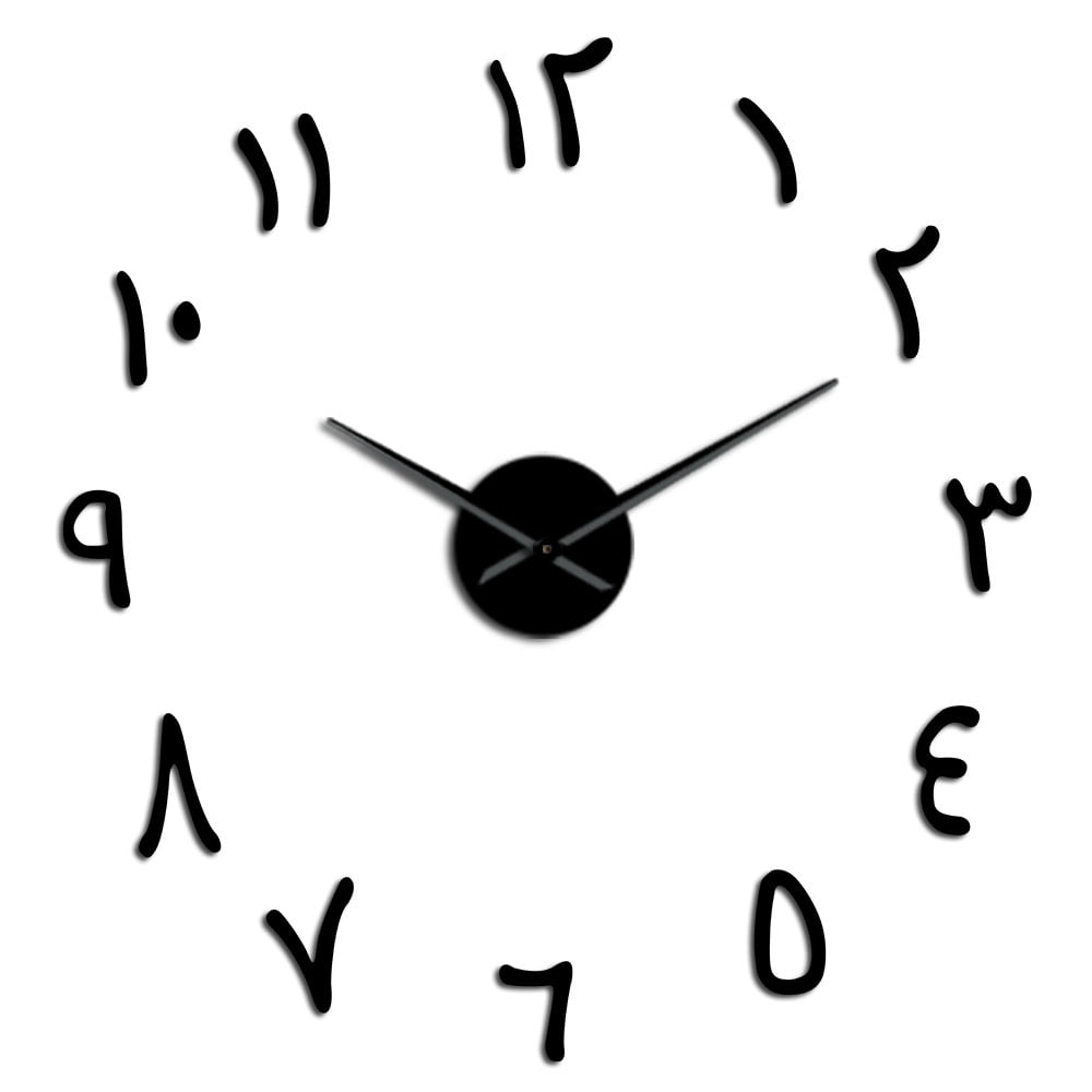 Arabic Numbers Acrylic Mirror Effect Sticker DIY Giant Wall Clock Retro ...