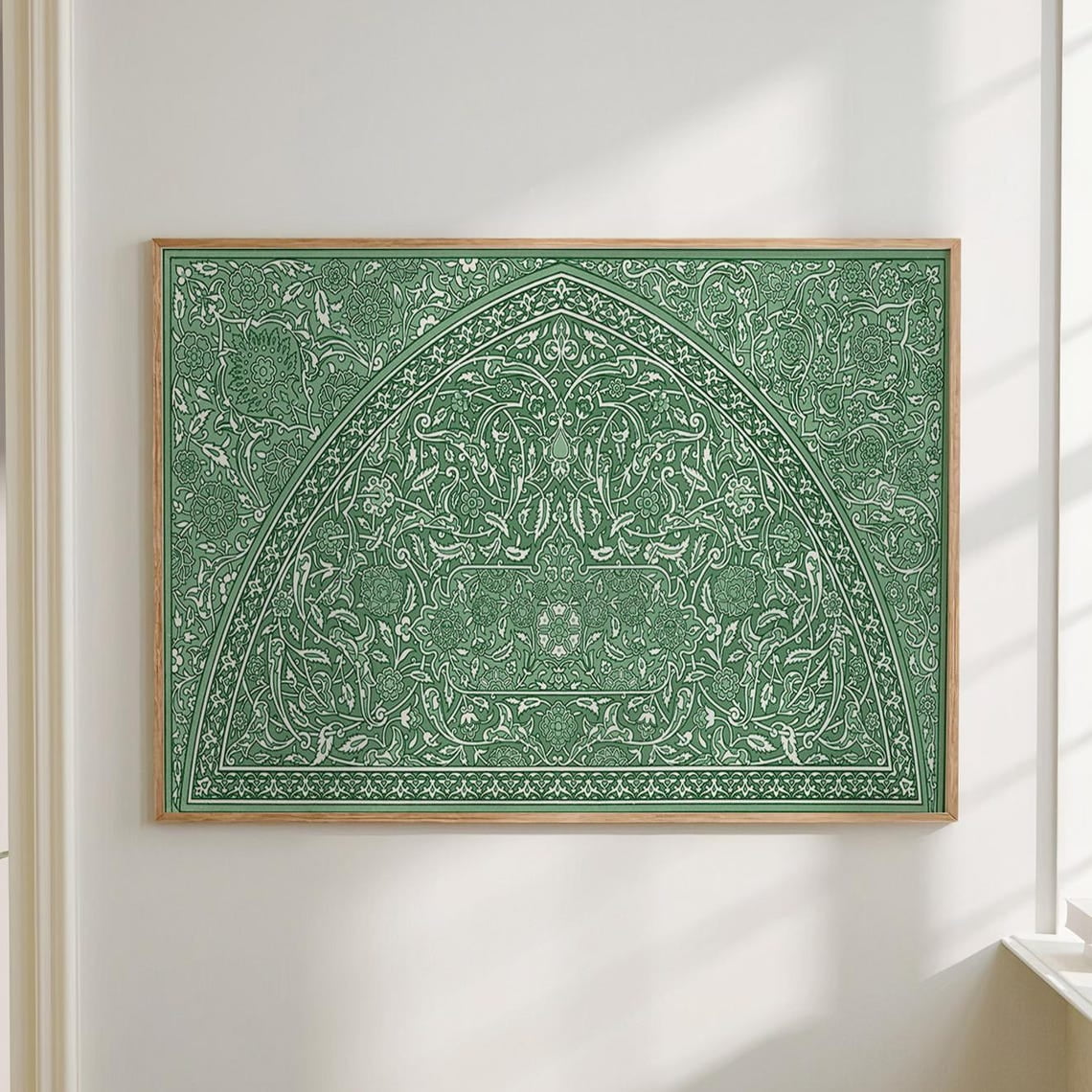 Arabic Pattern Green Geometric, Mosque Art Print, Islamic Wall Art ...