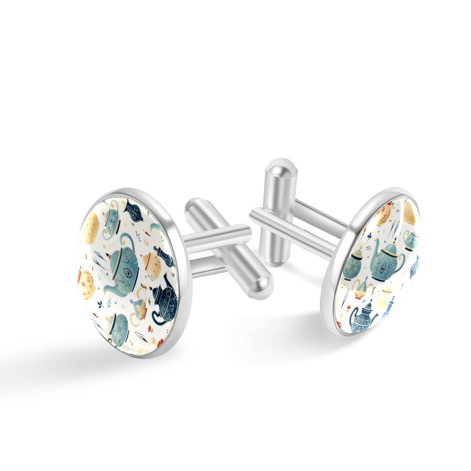 Arabic Teapot Elegant Stainless Steel Cufflinks Set for Men, for Formal ...