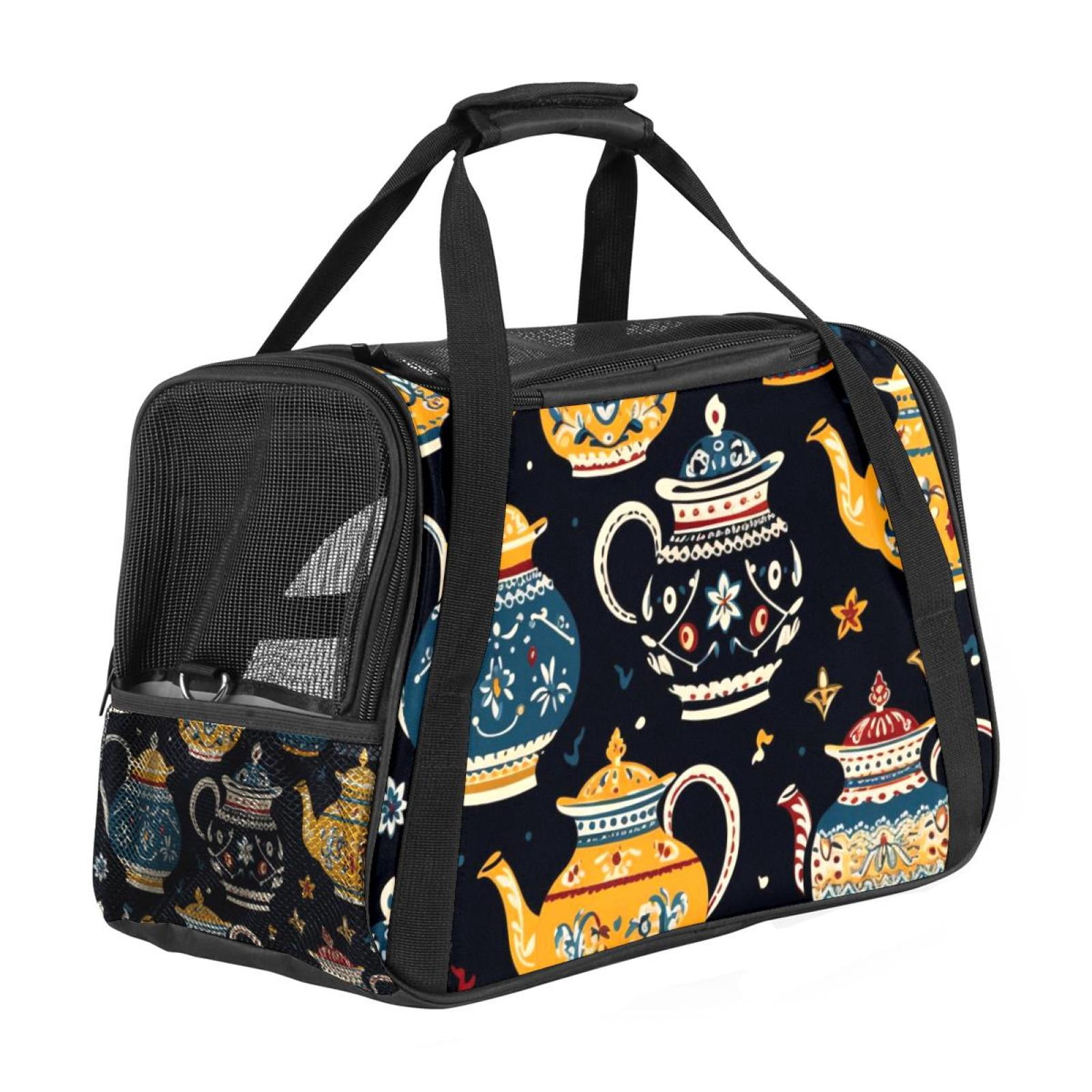Arabic Teapot Fabric 900D Oxford Cloth Pet Carrier Bag with Sherpa Base ...