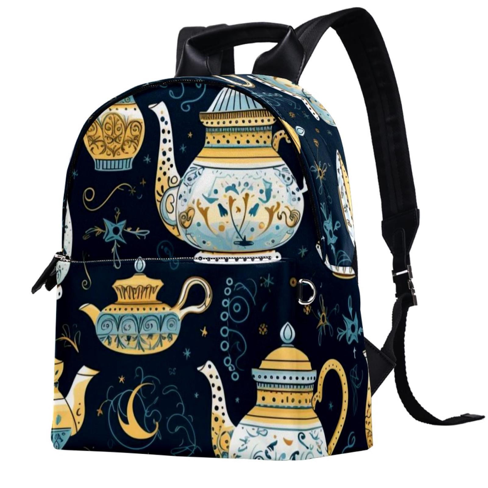 Arabic Teapot Leather Business Backpack with Adjustable Shoulder Straps ...
