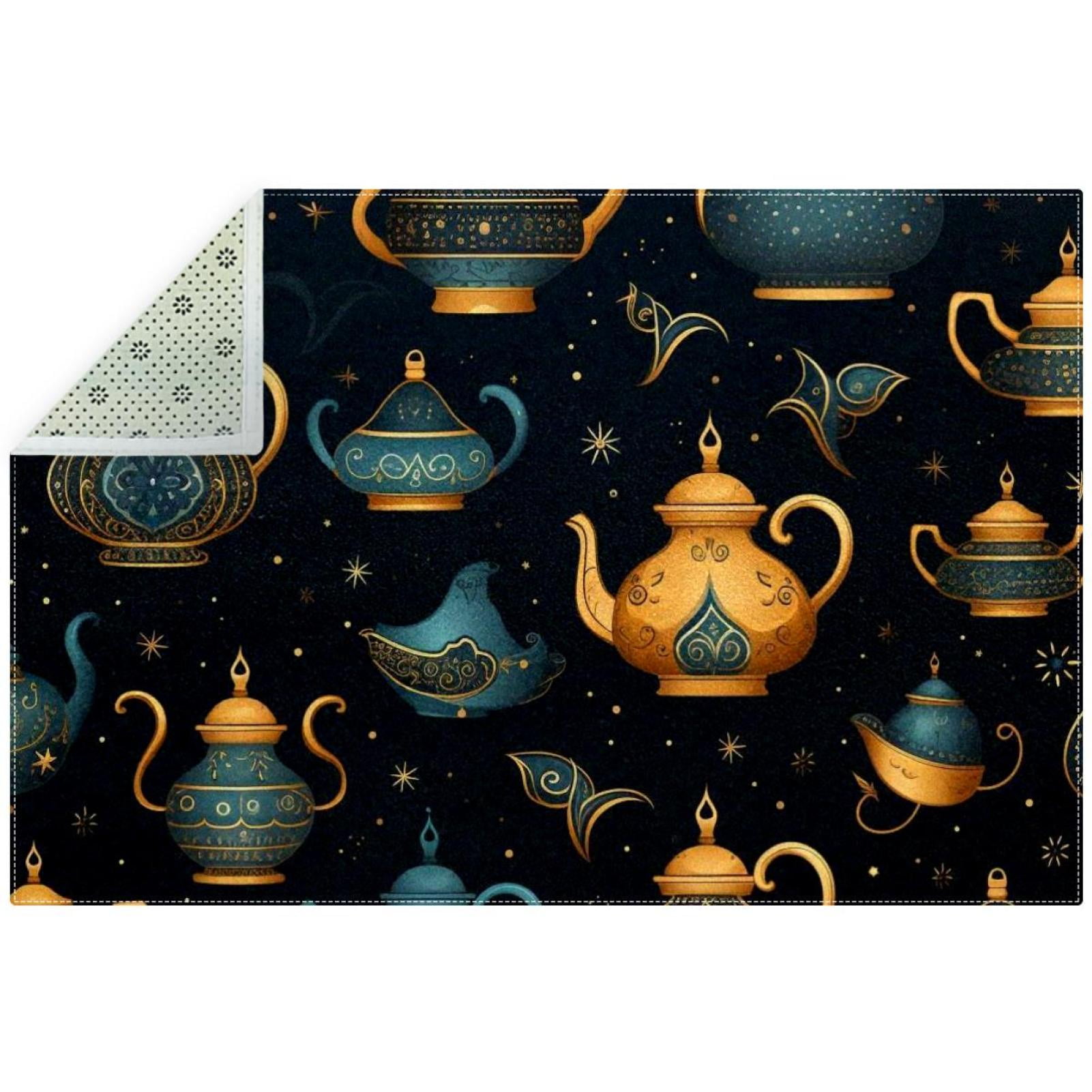 Arabic Teapot Luxurious Polyester Floor Carpet for Home Decor, Soft and ...