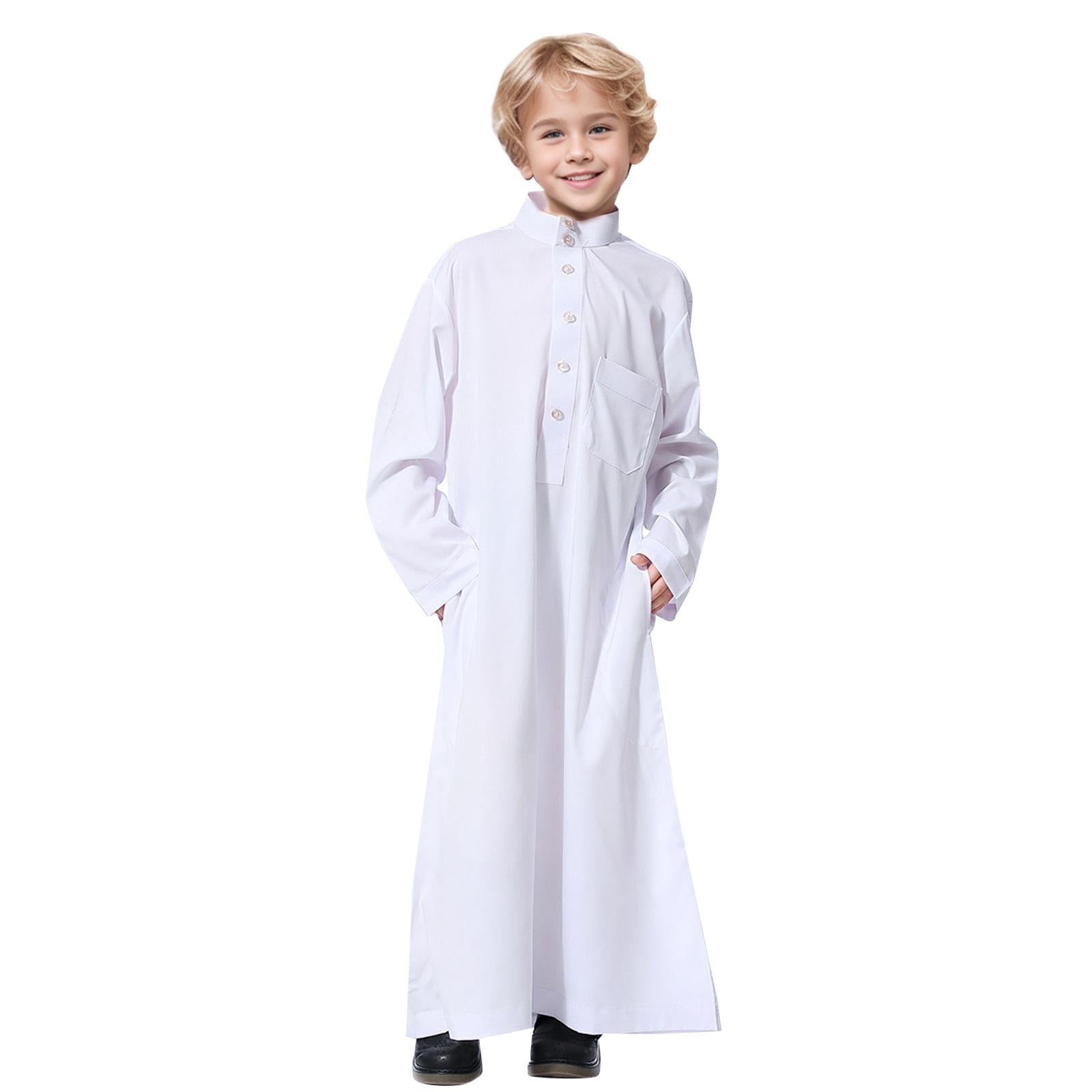 Arabic Thobe Thobe Long Sleeve Kaftan Crew Robe National Teenage Boys ...