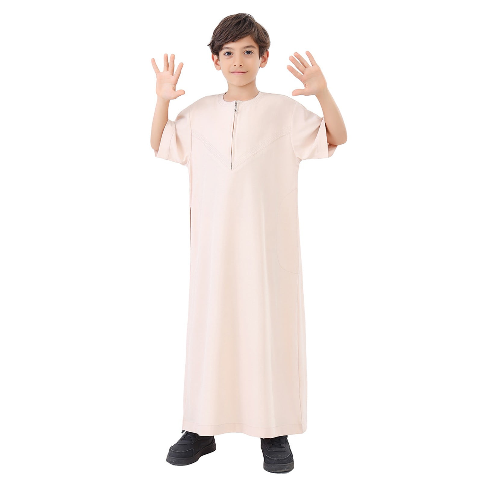 Arabic Thobe Thobe Long Sleeve Kaftan Crew Robe National Teenage Boys ...