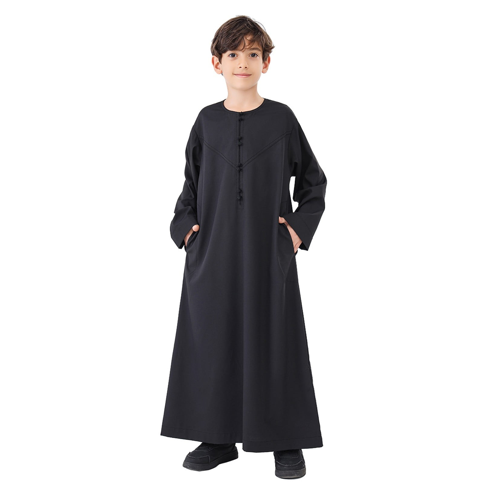 Arabic Thobe Thobe Long Sleeve Kaftan Crew Robe National Teenage Boys ...