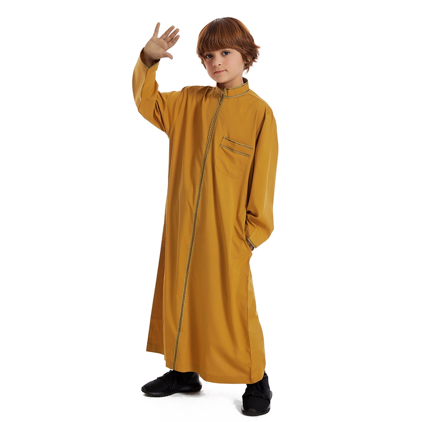 Arabic Thobe Thobe Long Sleeve Kaftan Crew Robe National Teenage Boys ...