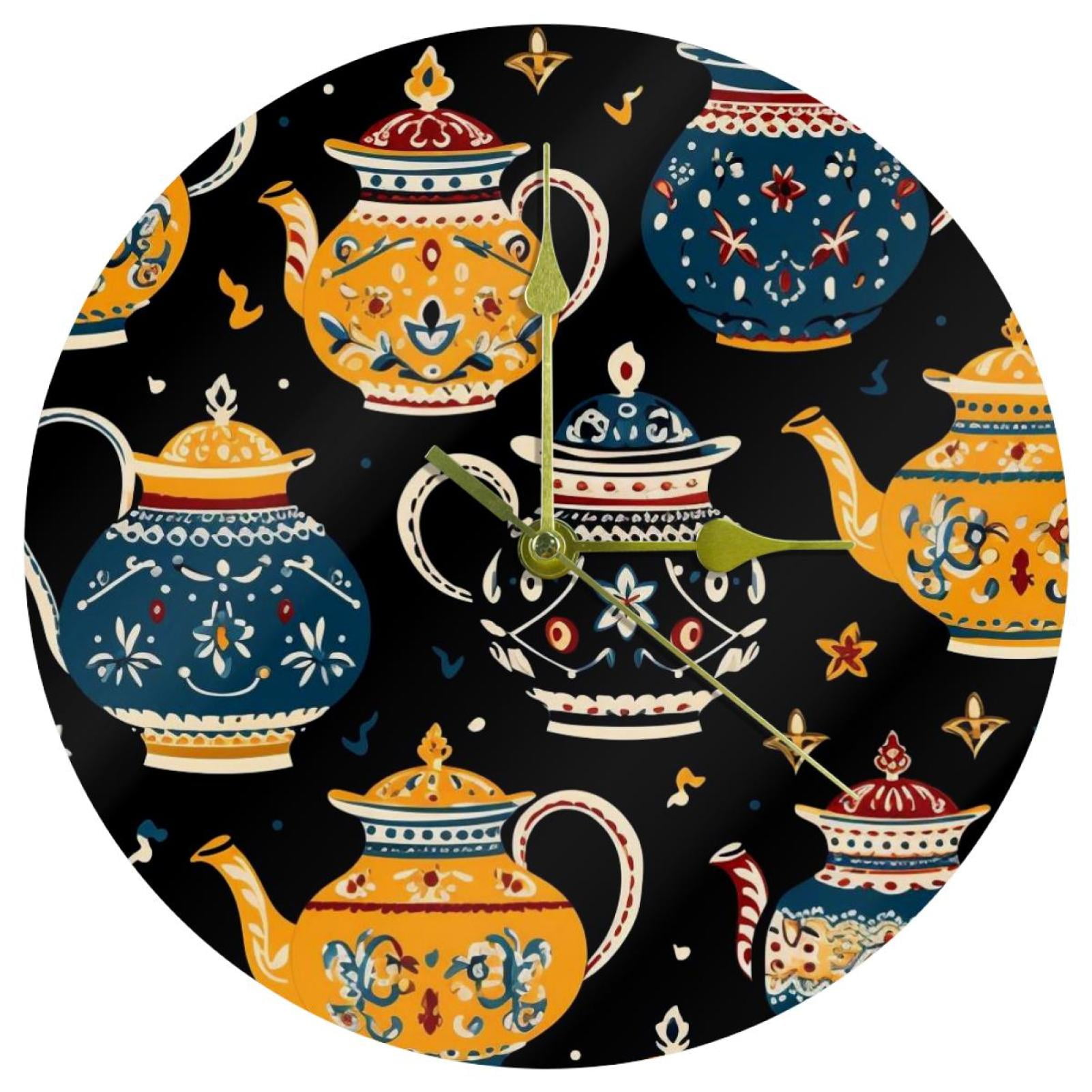 Arabic teapot 9.8 Inches Round Acrylic Wall Clock - Silent Non Ticking ...