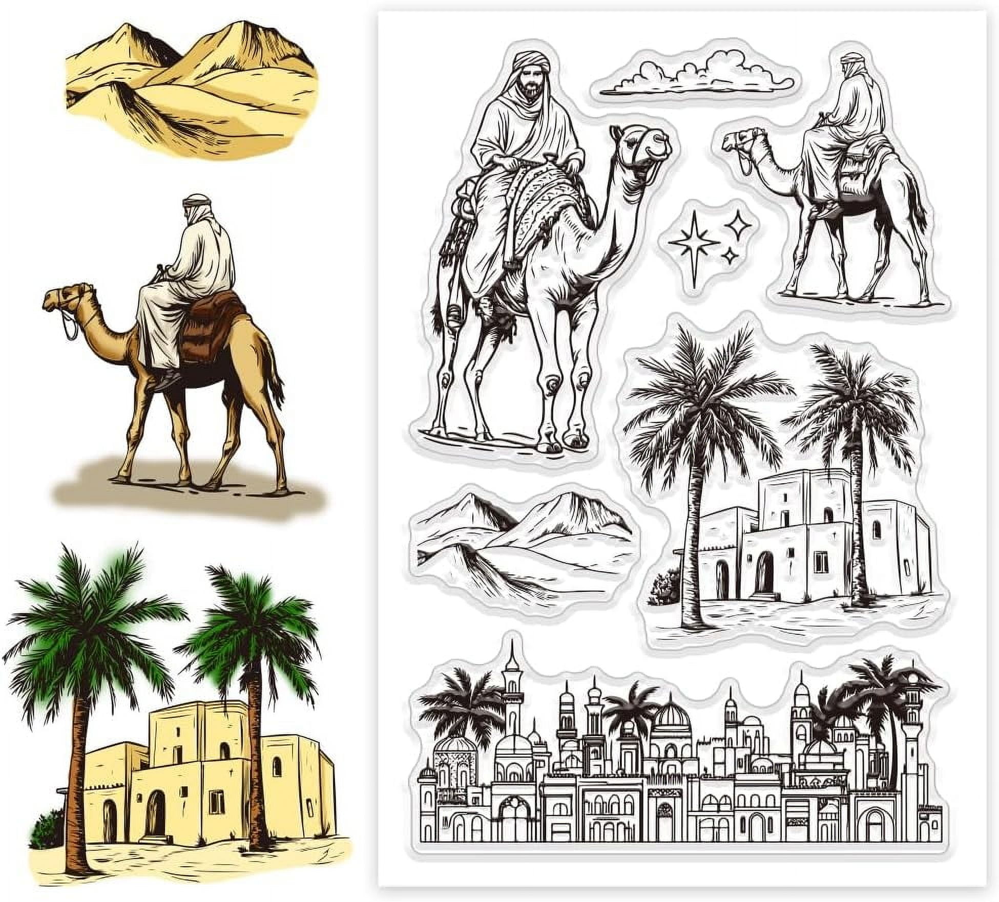 Arabs Camels Palm Trees Clear Stamps Silicone Clear Stamps Seal Stamps ...