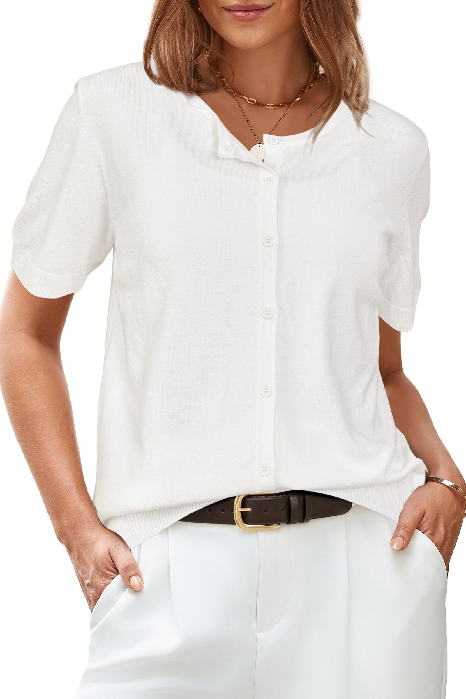 Arach&Cloz Women's 2025 Summer Lightweight Cropped Cardigan Short ...