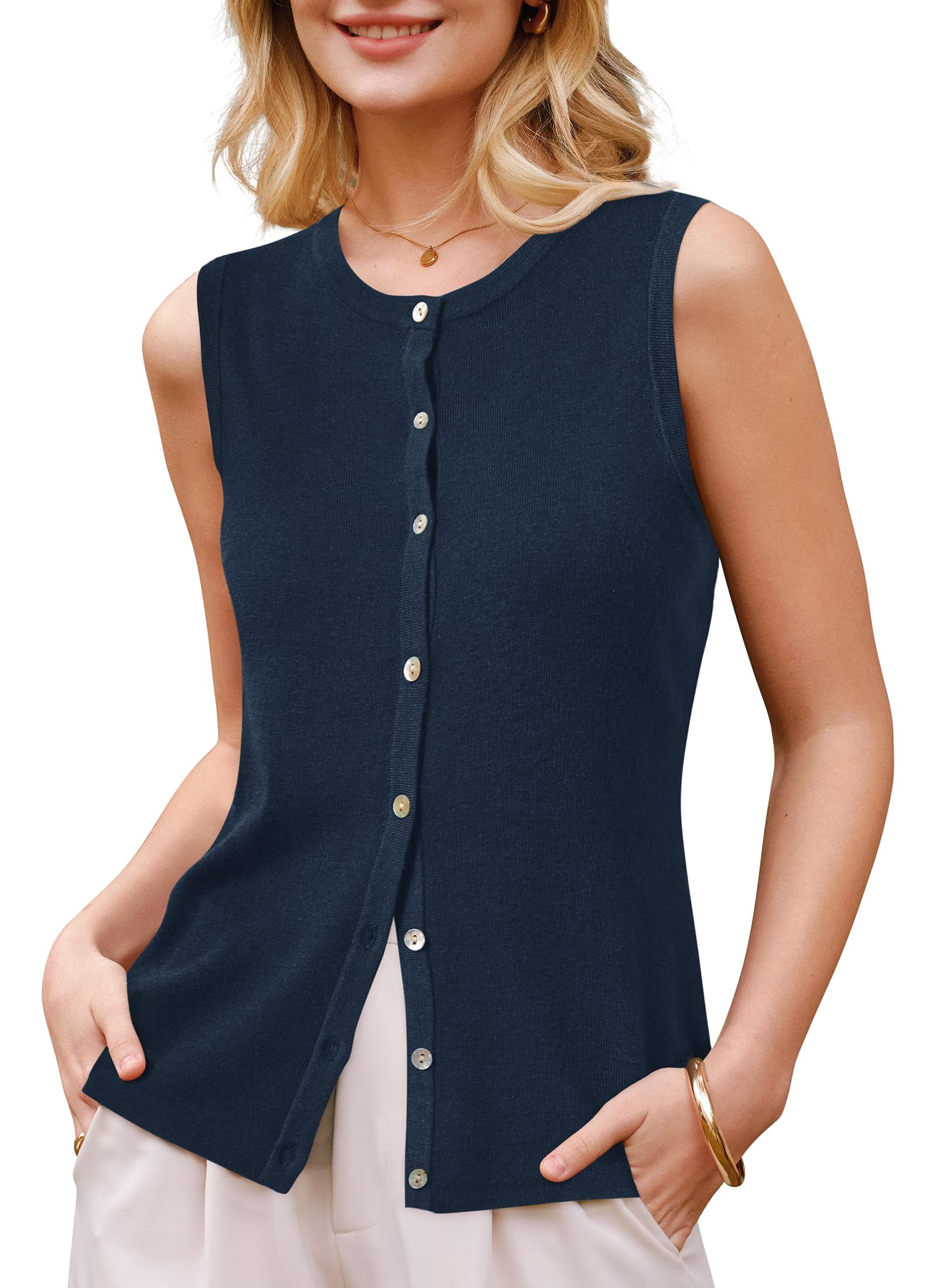 Arach&Cloz Women's Wool Blend Non See Through Button Down Business ...