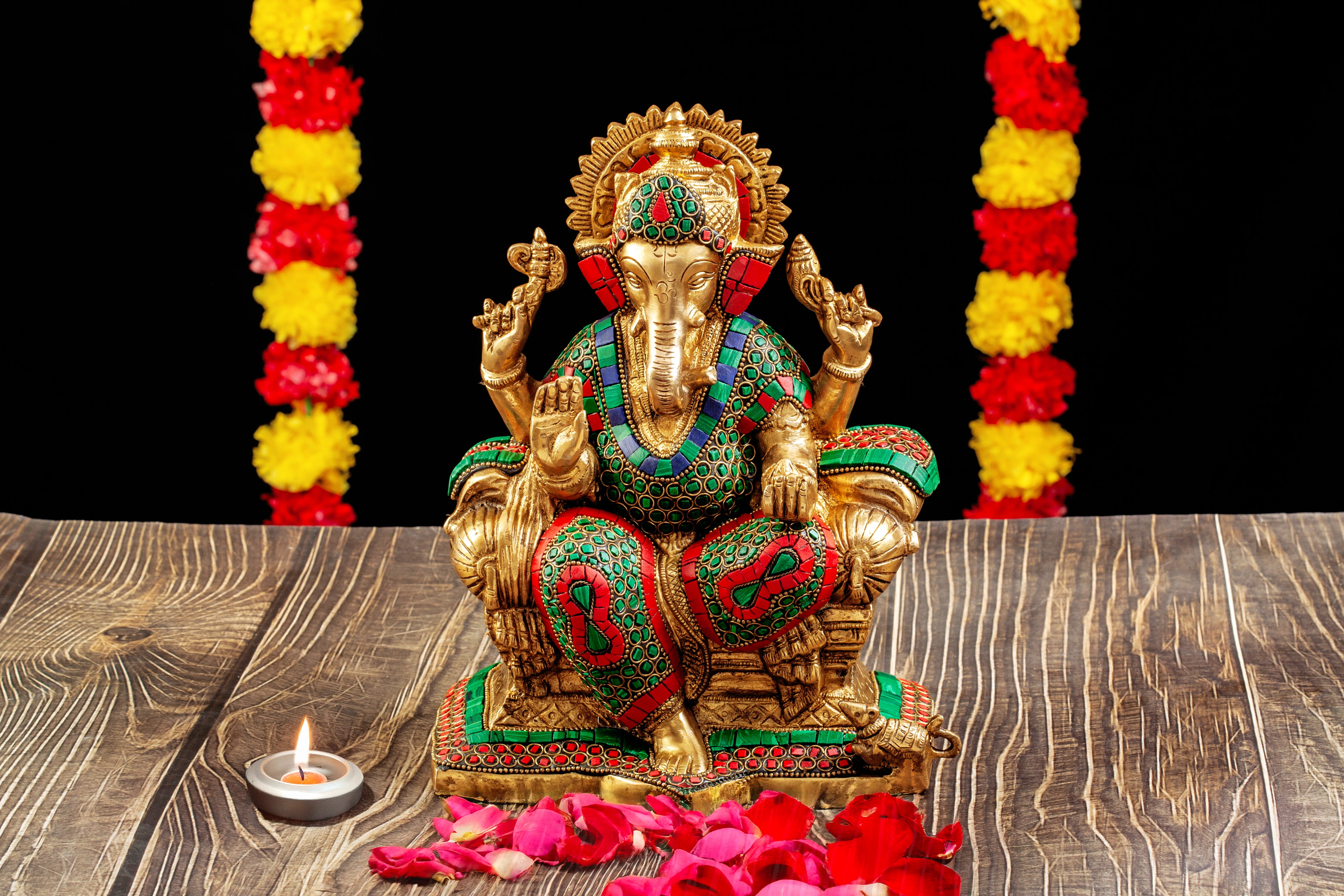 Aradhya Arts Brass Ganesh, 11.64 Inches Raja Ganesha for Home Décor ...