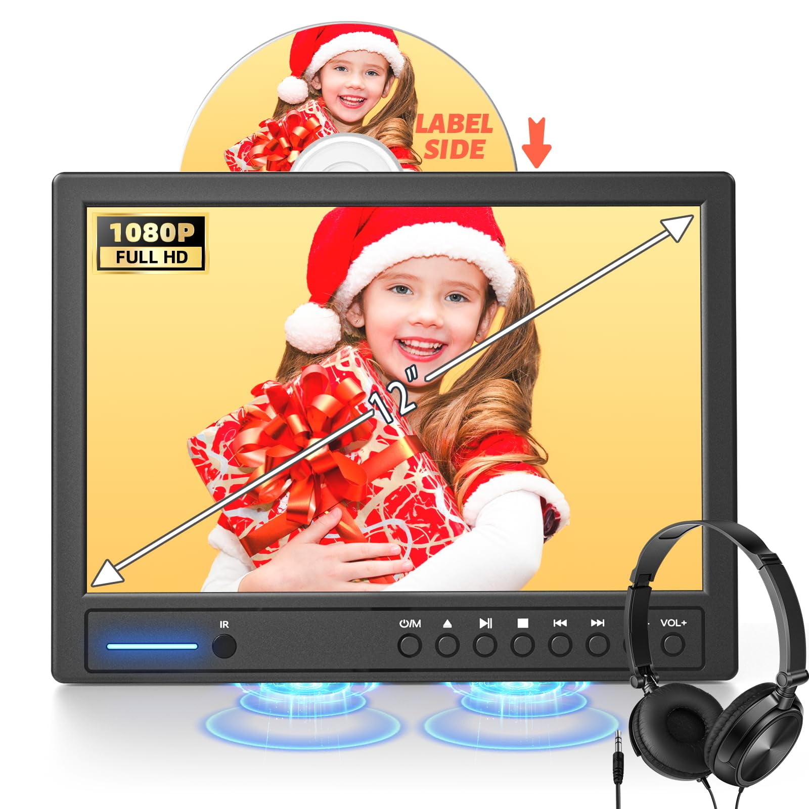 Arafuna 12" Portable DVD Player for Car with Headphone, Car DVD Player ...
