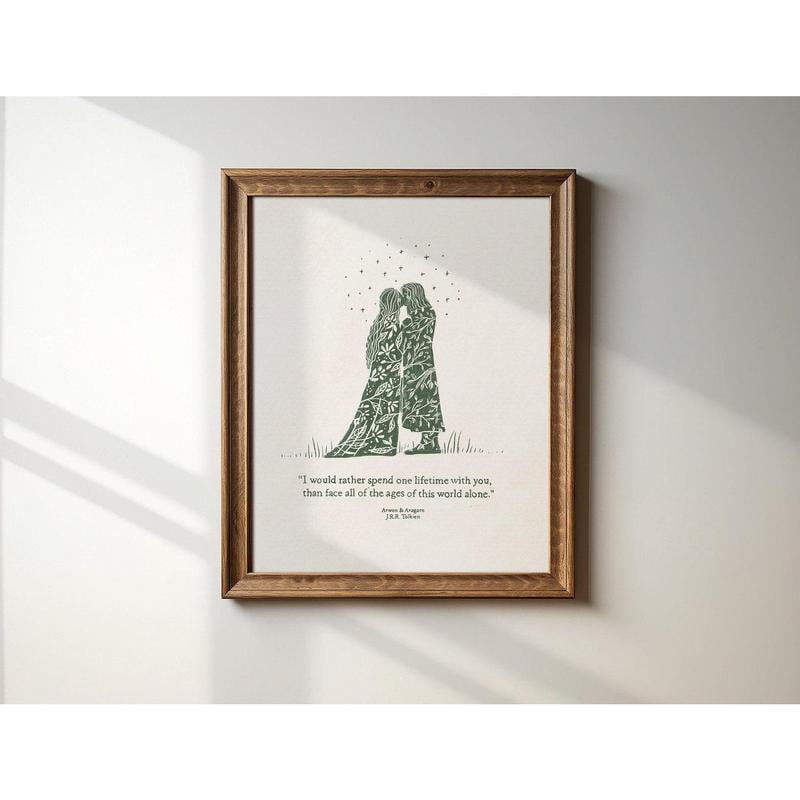 Aragorn and Arwen Lord of the Rings Art Poster, J.R.R. Tolkien Quote ...