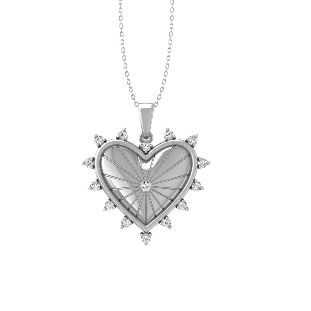 Araiya Fine Jewelry 10K White Gold Diamond Heart Pendant with Silver ...