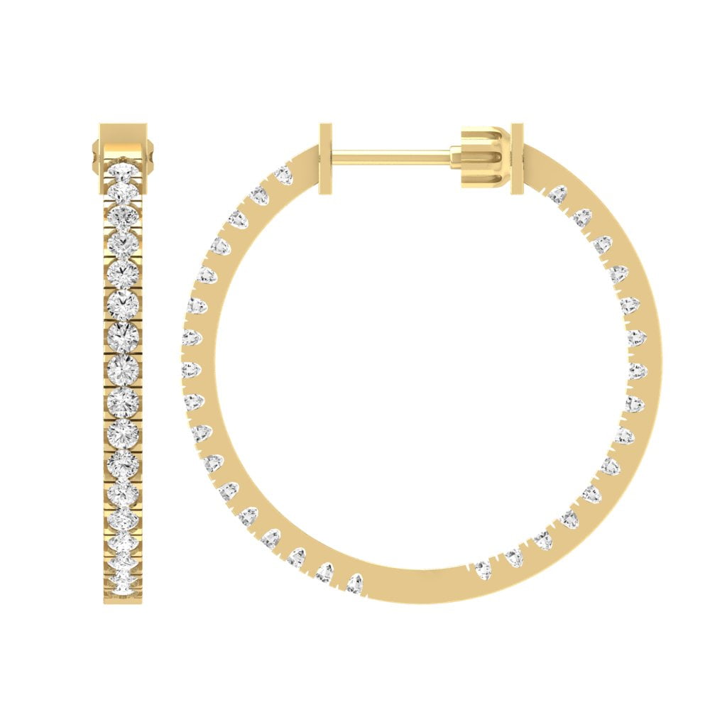 Araiya Fine Jewelry 10K Yellow Gold Round Shaped Diamond Hoop-Round ...