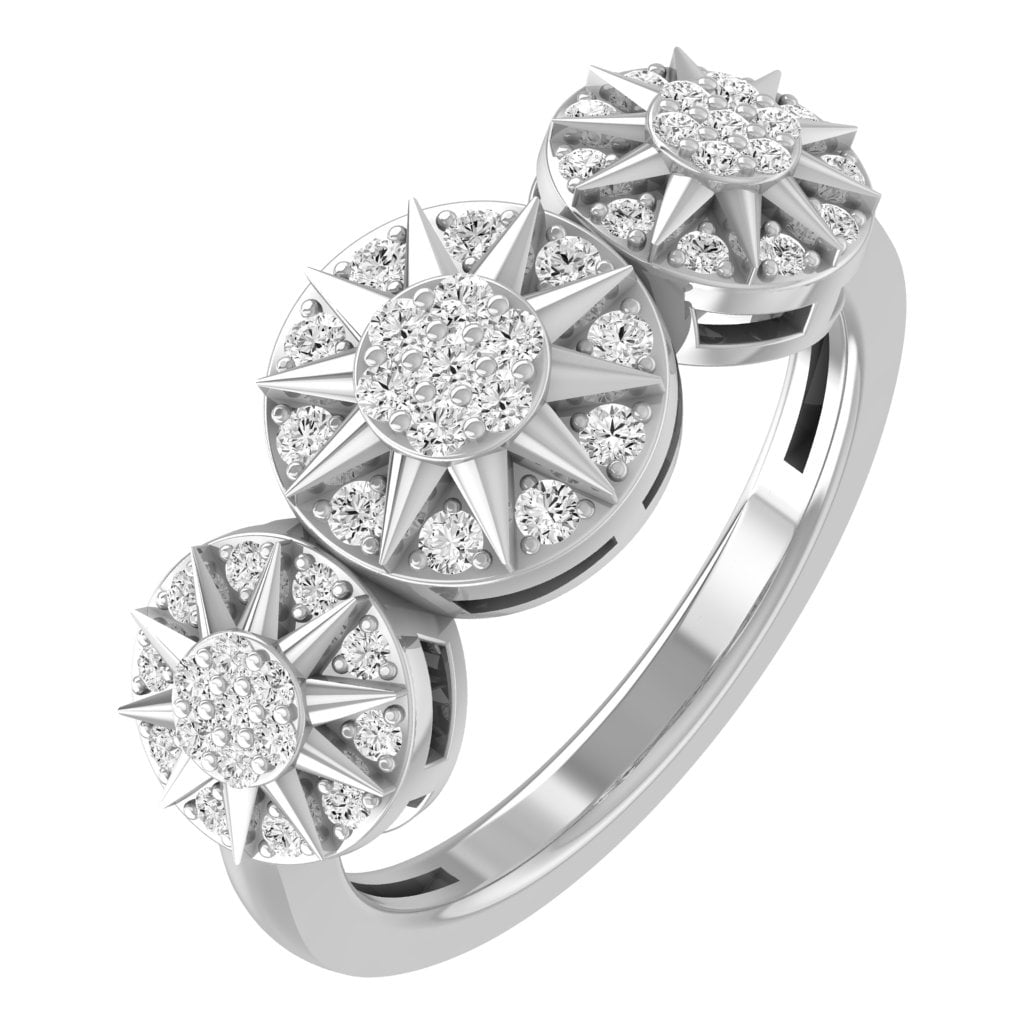 Araiya Fine Jewelry 14K White Gold Round Shape Diamond Cluster ...